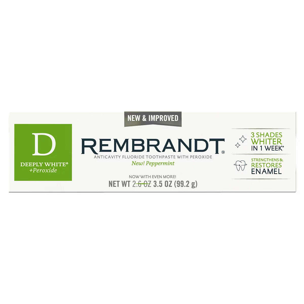 Rembrandt Deeply White + Peroxide Whitening Toothpaste, Fresh Mint Fla ...