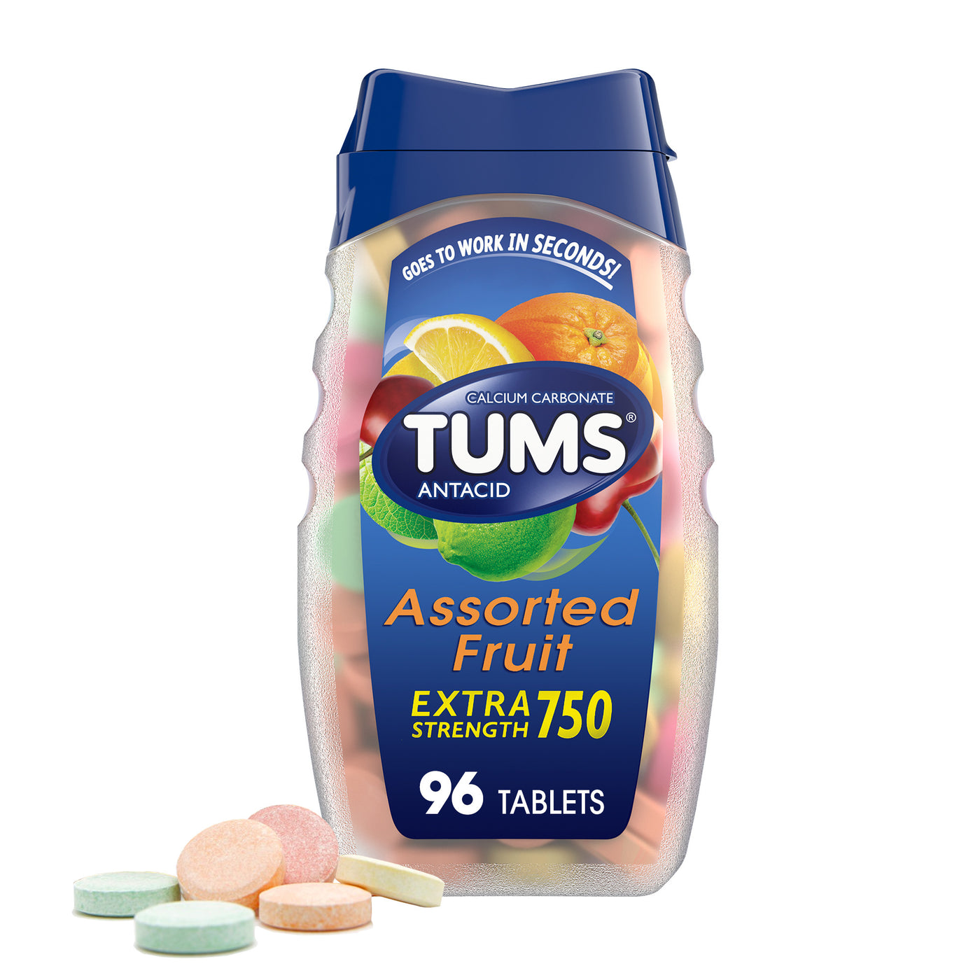 Tums for Heartburn, Extra Strength Antacid Tablets, Assorted Fruit, 96 ...